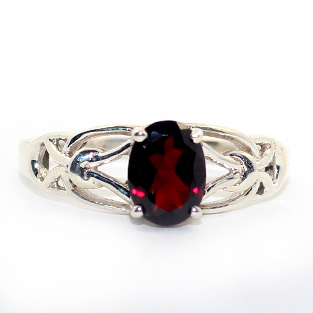 Antique Vintage Style Genuine Natural Garnet Ring Solid 925 Sterling ...