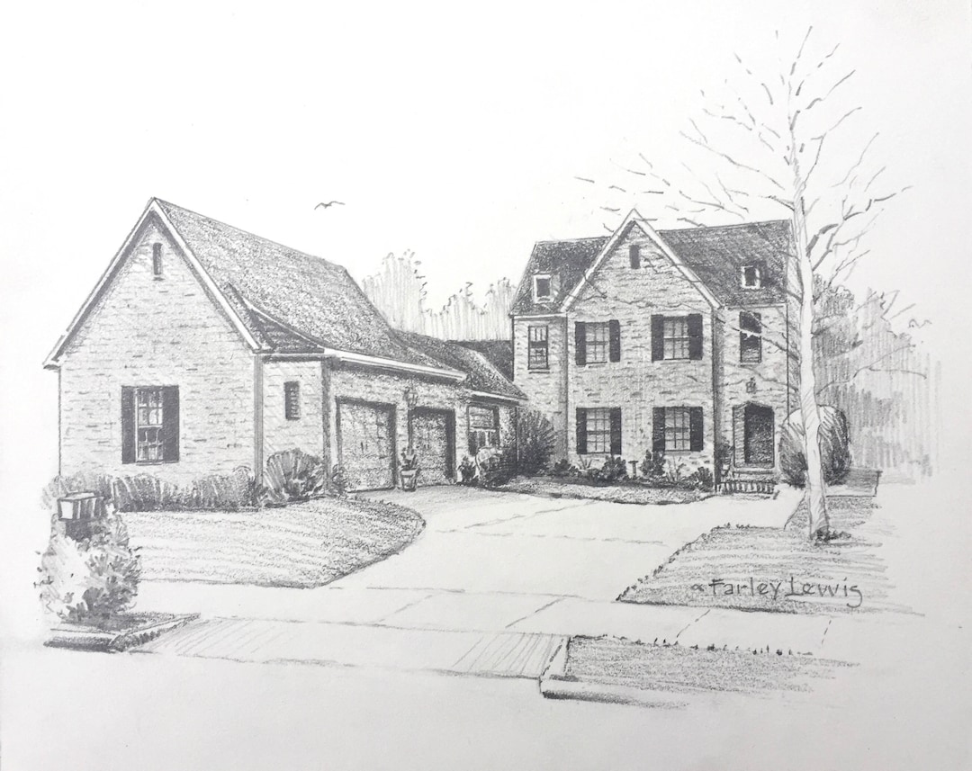 Custom House Portrait, 8x10 Pencil House Drawing, Gift Idea, Original ...