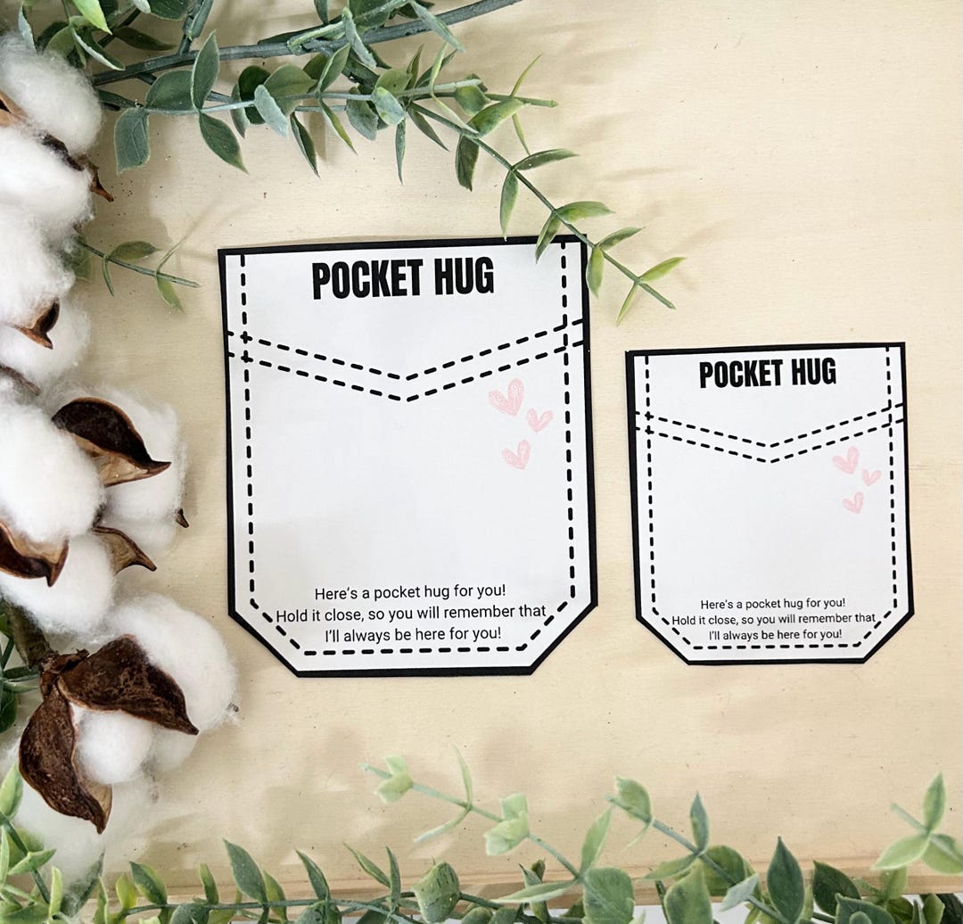 PRINTABLE Pocket Hug Tags - Digital PDF - Pocket Hug Cards, Pocket Hug ...