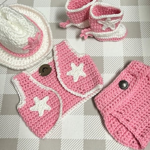 4-in-1 Crochet Baby Cowboy Outfit Pattern for Newborn Baby Photo Prop ...