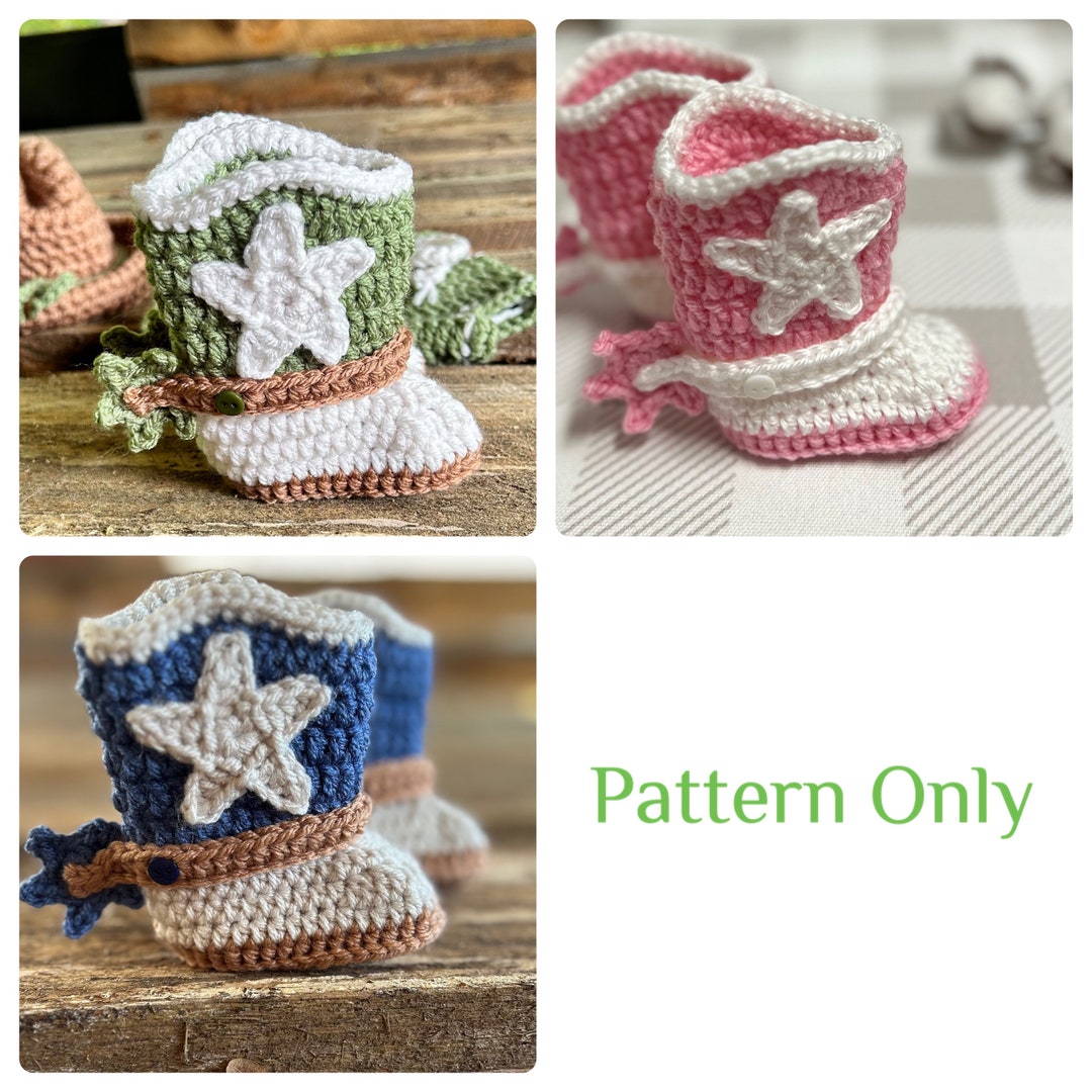 PATTERN ~cowboy Boots, Cowgirl Boots, Photo Prop Pattern, Crochet Baby ...