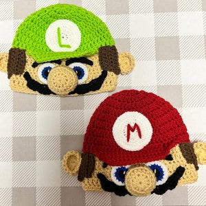 Pattern~crochet Mario and Luigi Hat, Mario Hat Pattern, Luigi Hat ...
