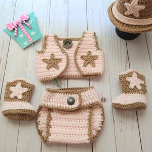4-in-1 Crochet Baby Cowboy Outfit Pattern for Newborn Baby Photo Prop ...
