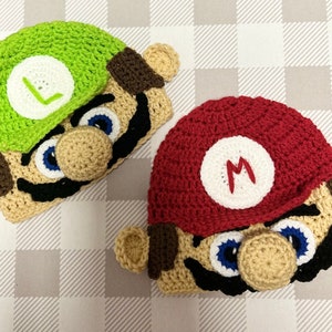 Pattern~crochet Mario and Luigi Hat, Mario Hat Pattern, Luigi Hat ...