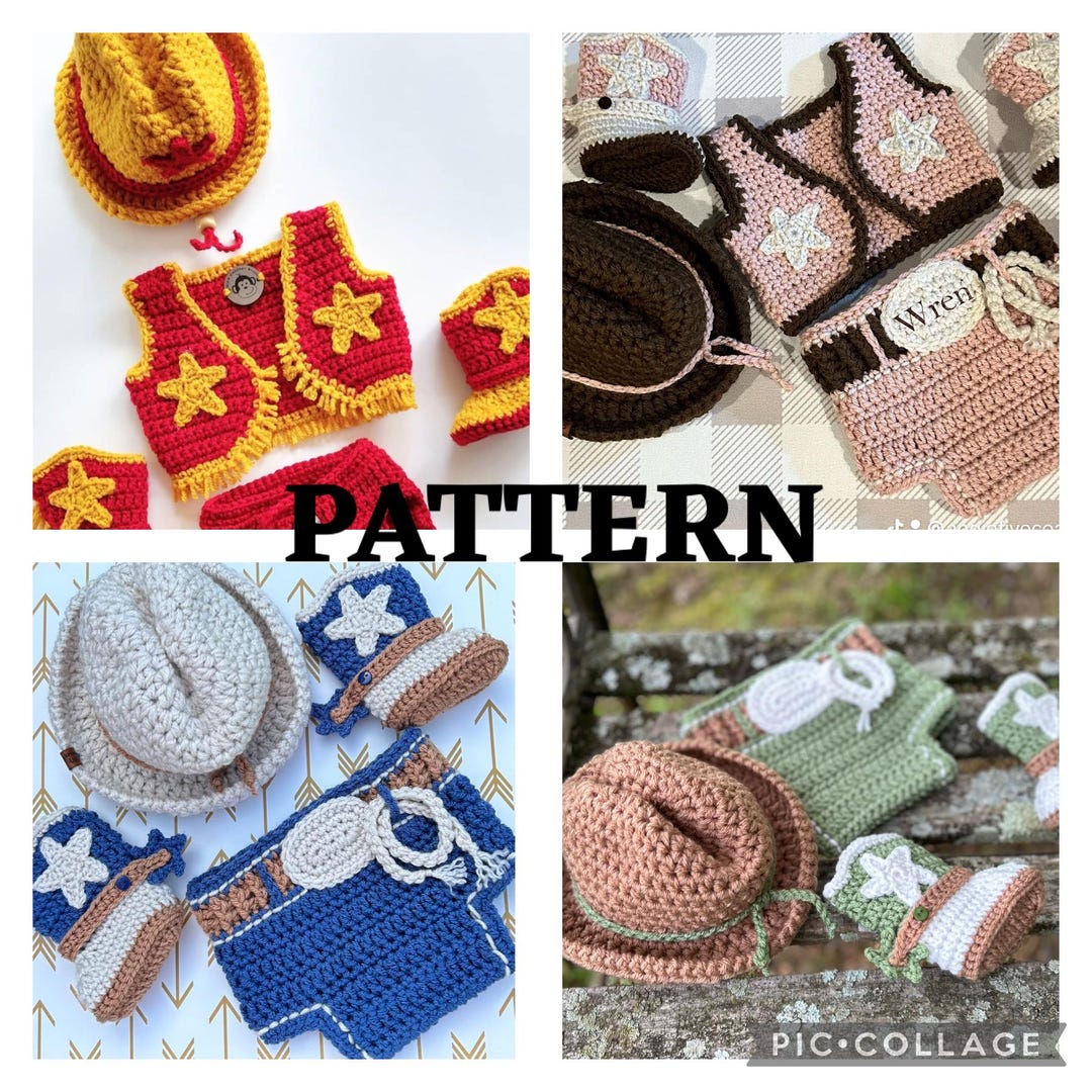 4 in 1 PATTERN ~cowboy Outfit, Cowboy Costume Photo Prop Pattern ...