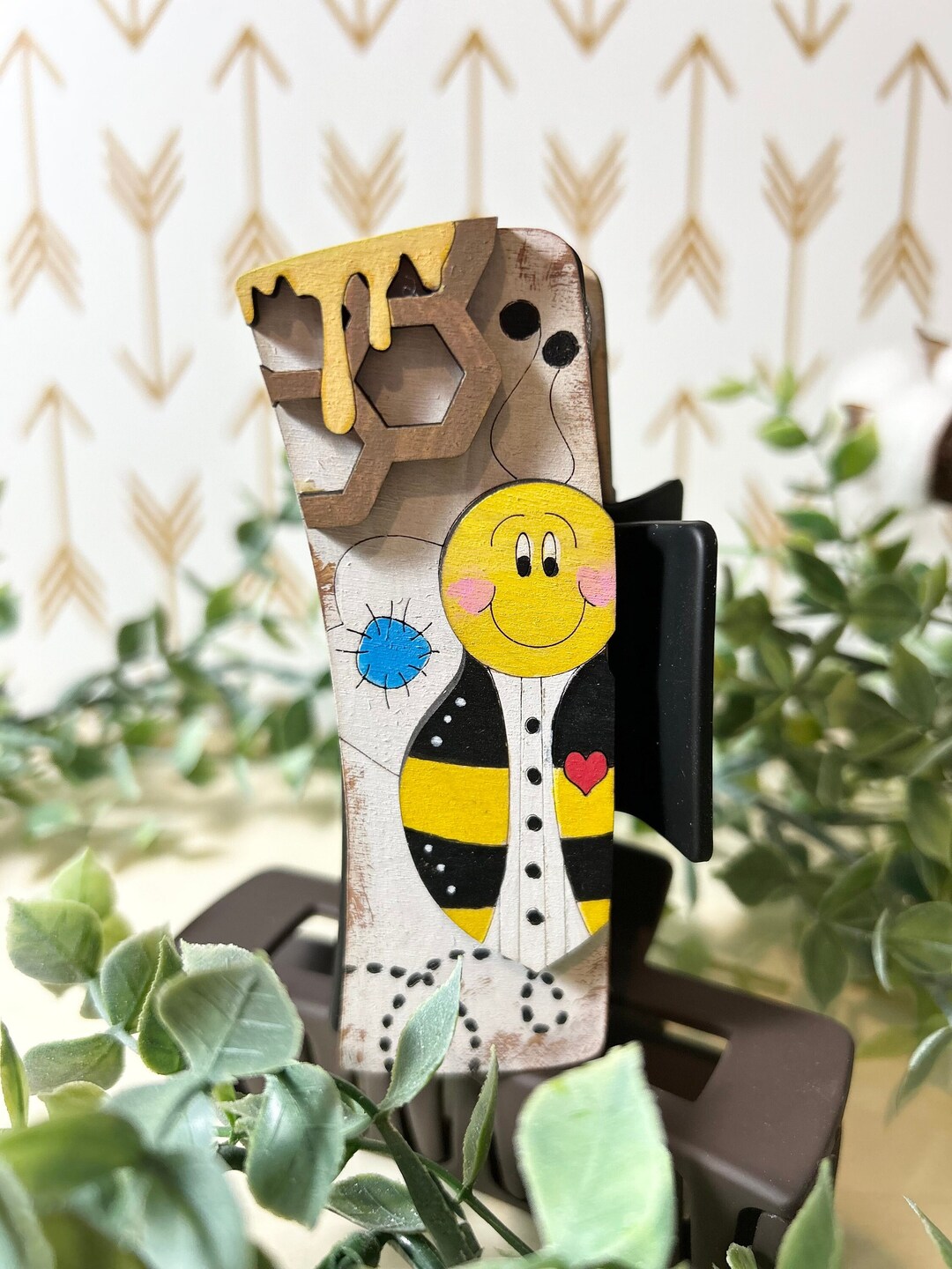 Hand Painted Bee Hair Clip: Laser Engraved 4-inch Claw Clip - Etsy