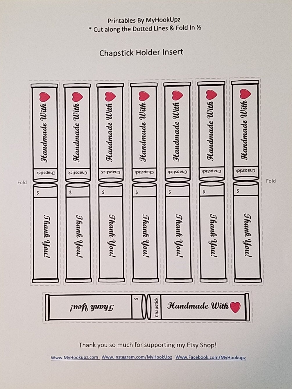 Printable Chapstick Insert PDF Download Chapstick Template - Etsy