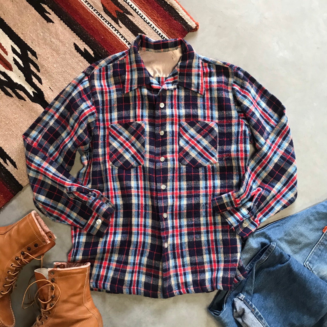 Vintage Plaid Farmers Northwest Rugged Wool Winter Button Down Shirt ...