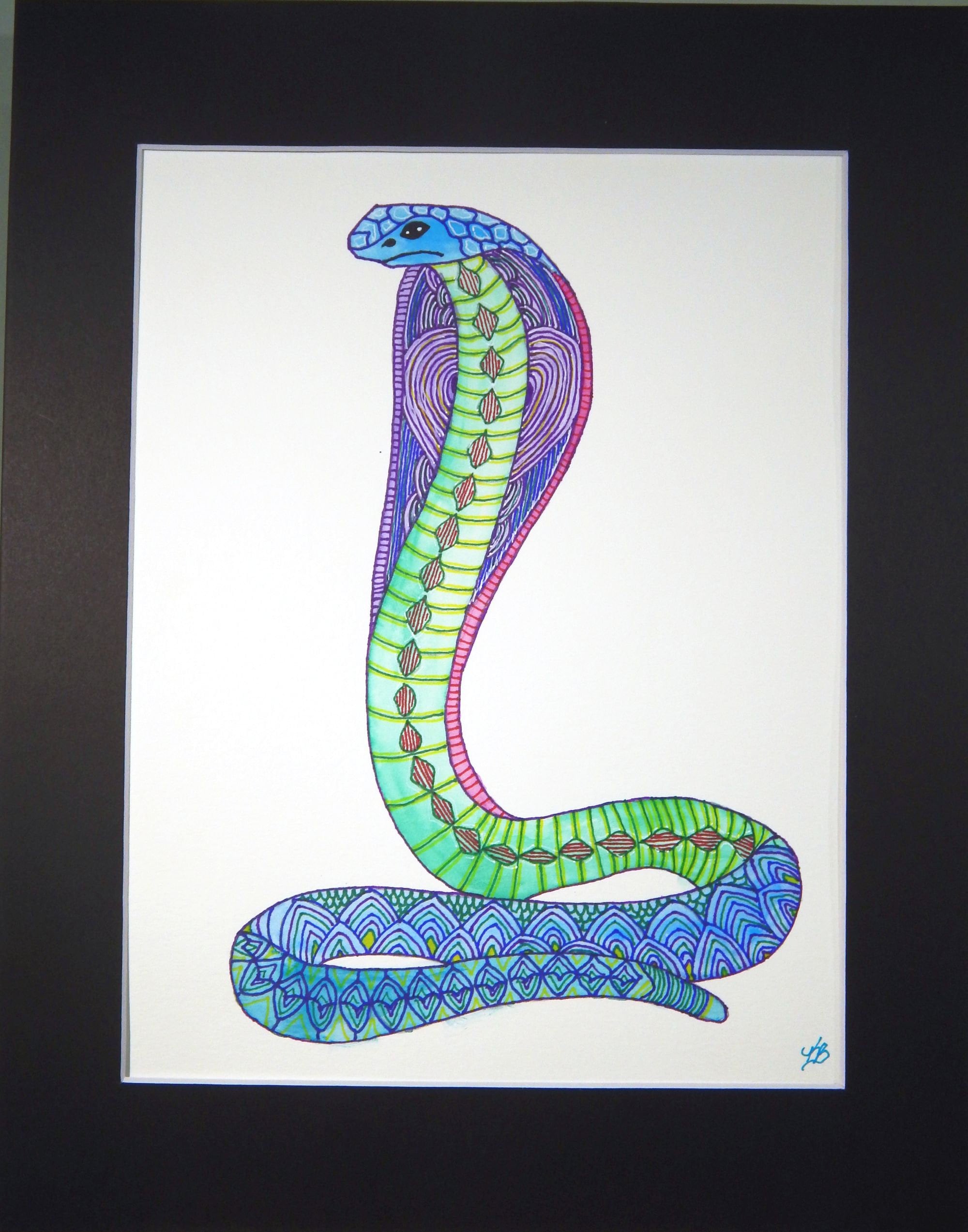 Mandala COBRA Snake Watercolor Painting Mounted/matted Modern Art ...