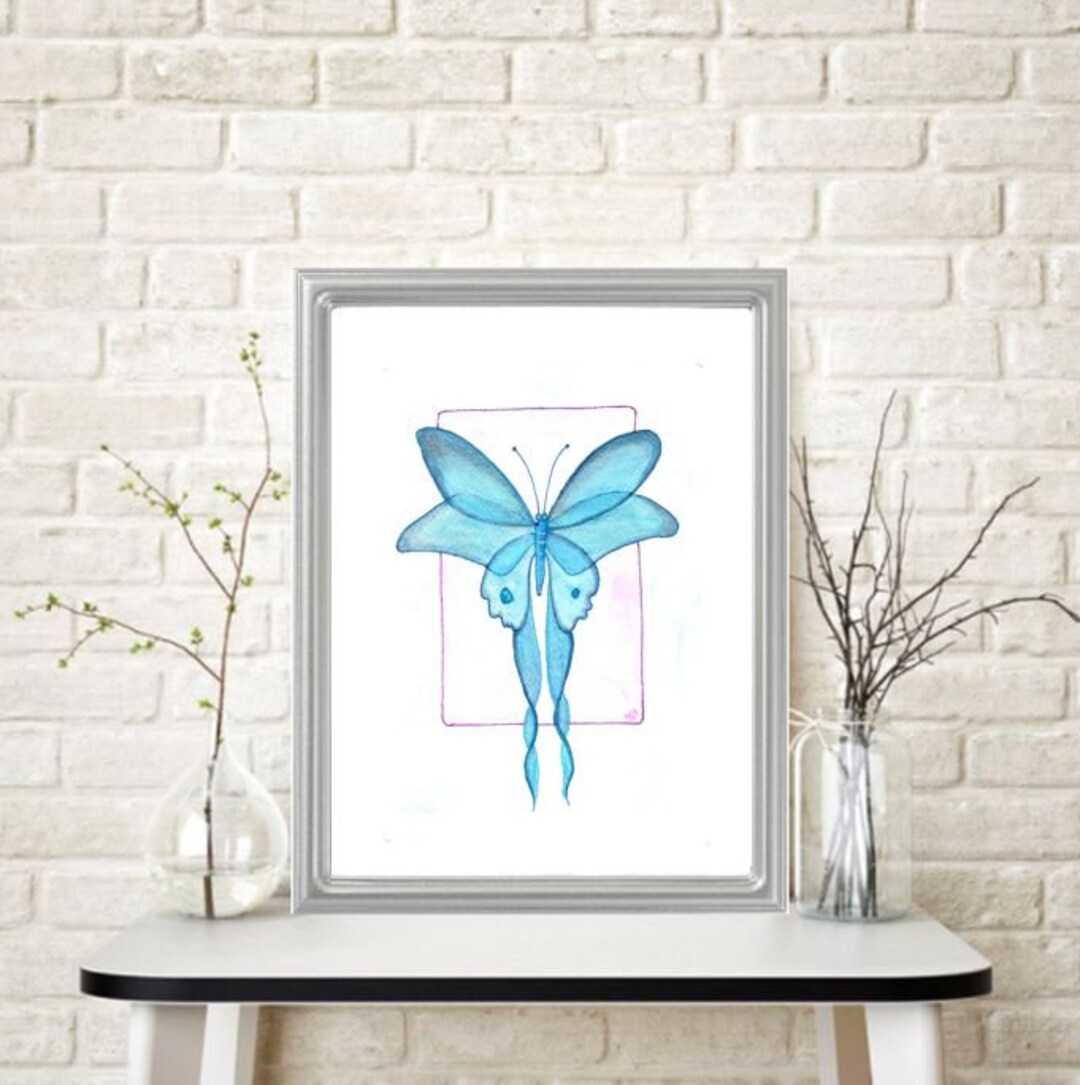 Original Abstract LUNA MOTH BUTTERFLY Watercolor Painting Wall Art - Etsy