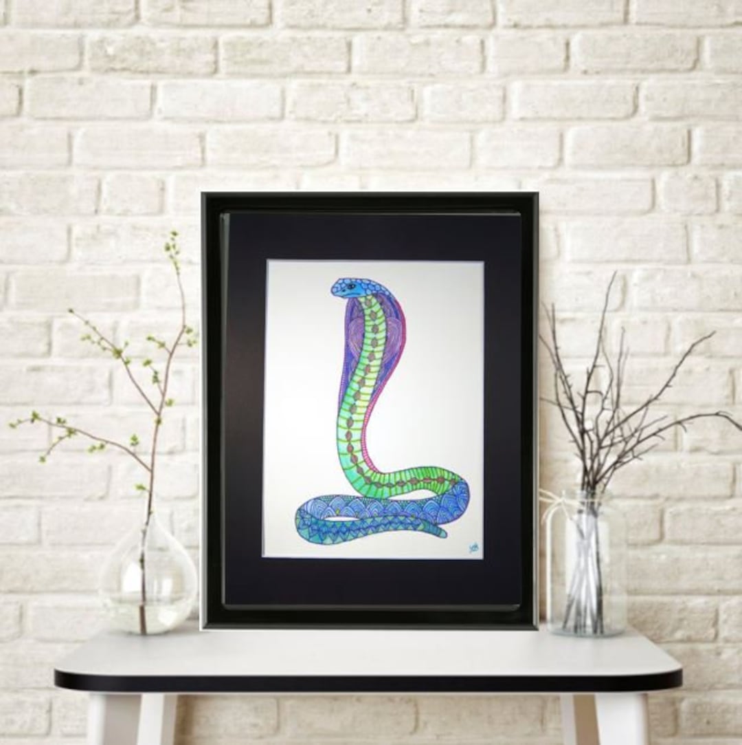 Mandala COBRA Snake Watercolor Painting Mounted/matted Modern Art ...