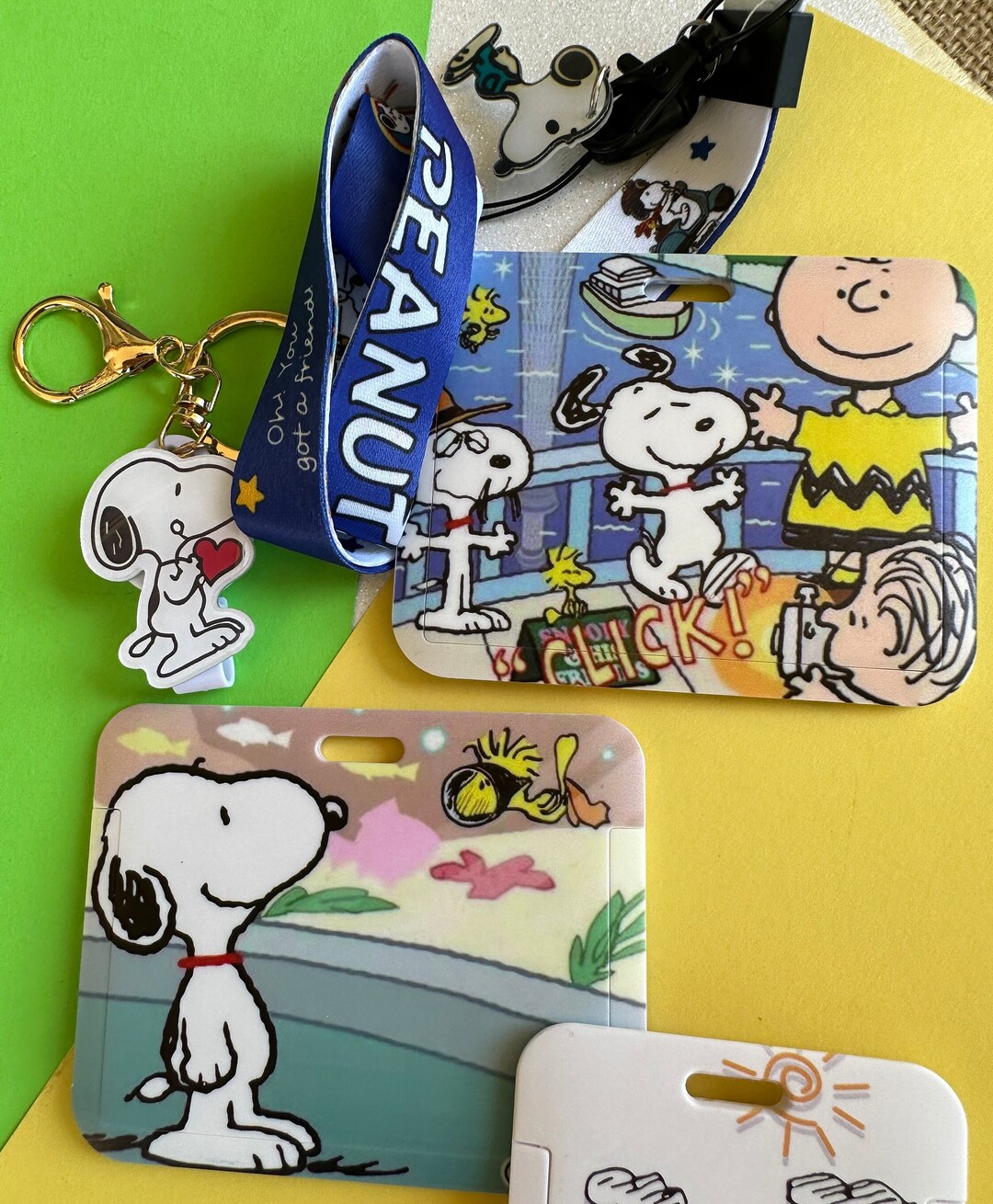 Snoopy Cartoon Design ID Card Holder-keychain Lanyard Badges Holder ...