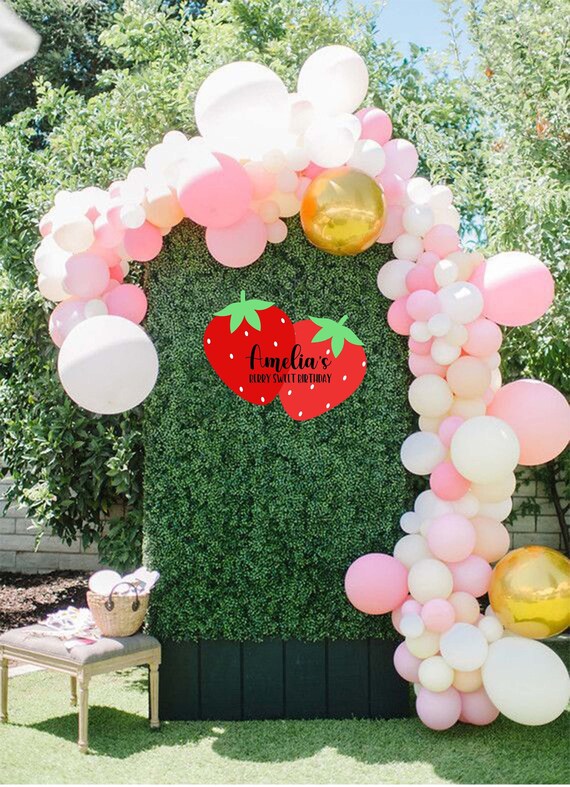 2FT Custom Strawberry Party Prop Backdrop Decor, Strawberry Party ...