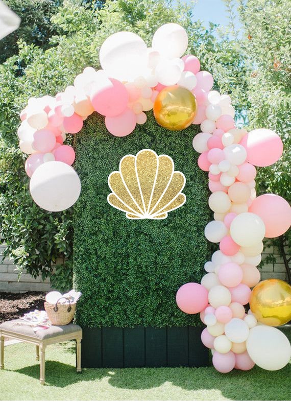 Gold Glitter Mermaid Shell Cutout Backdrop Photo Prop, Mermaid Party ...