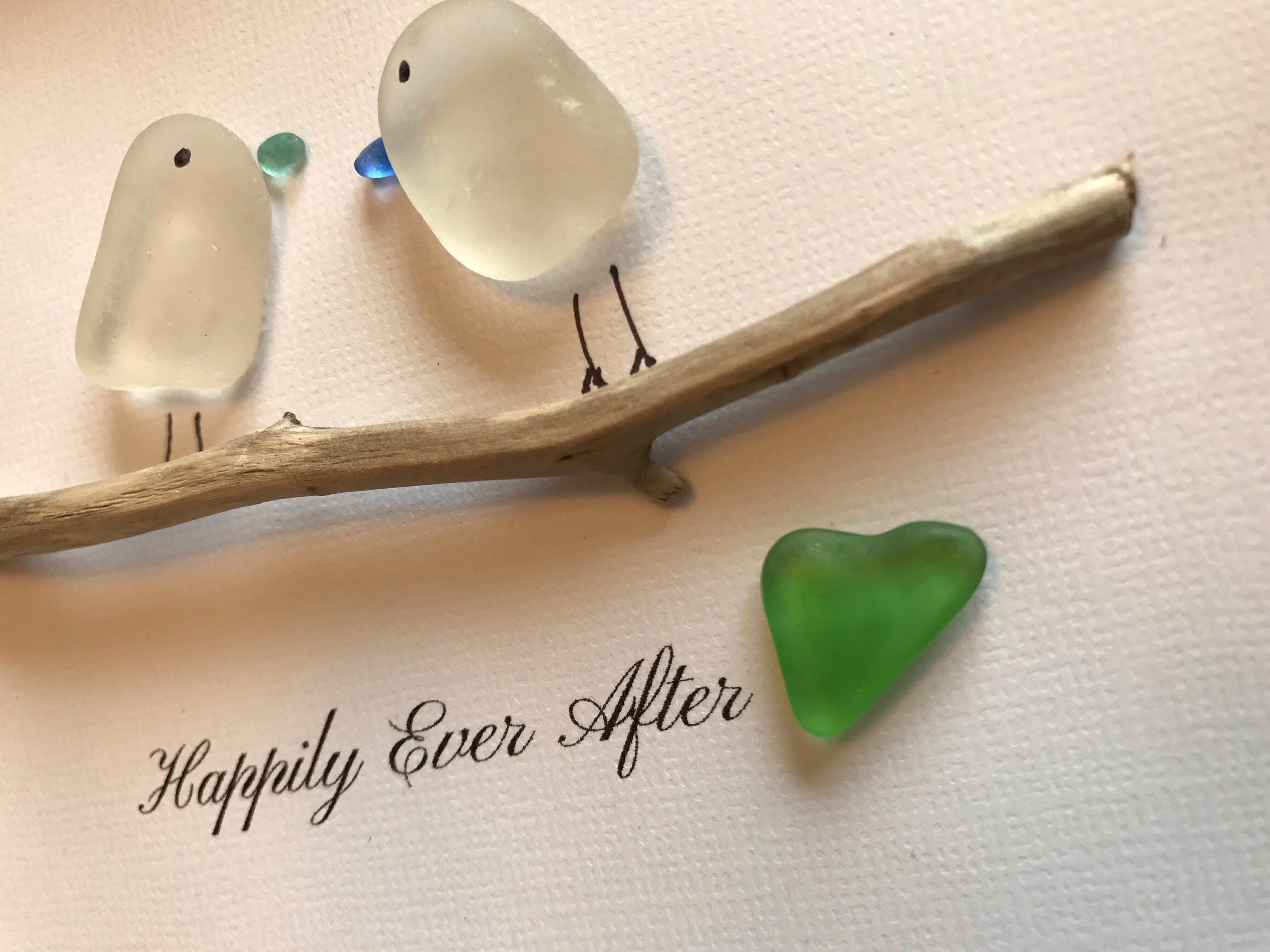 Sea Glass Birds Unframed 5 By 7 Sea Glass Art Picture Wall Etsy
