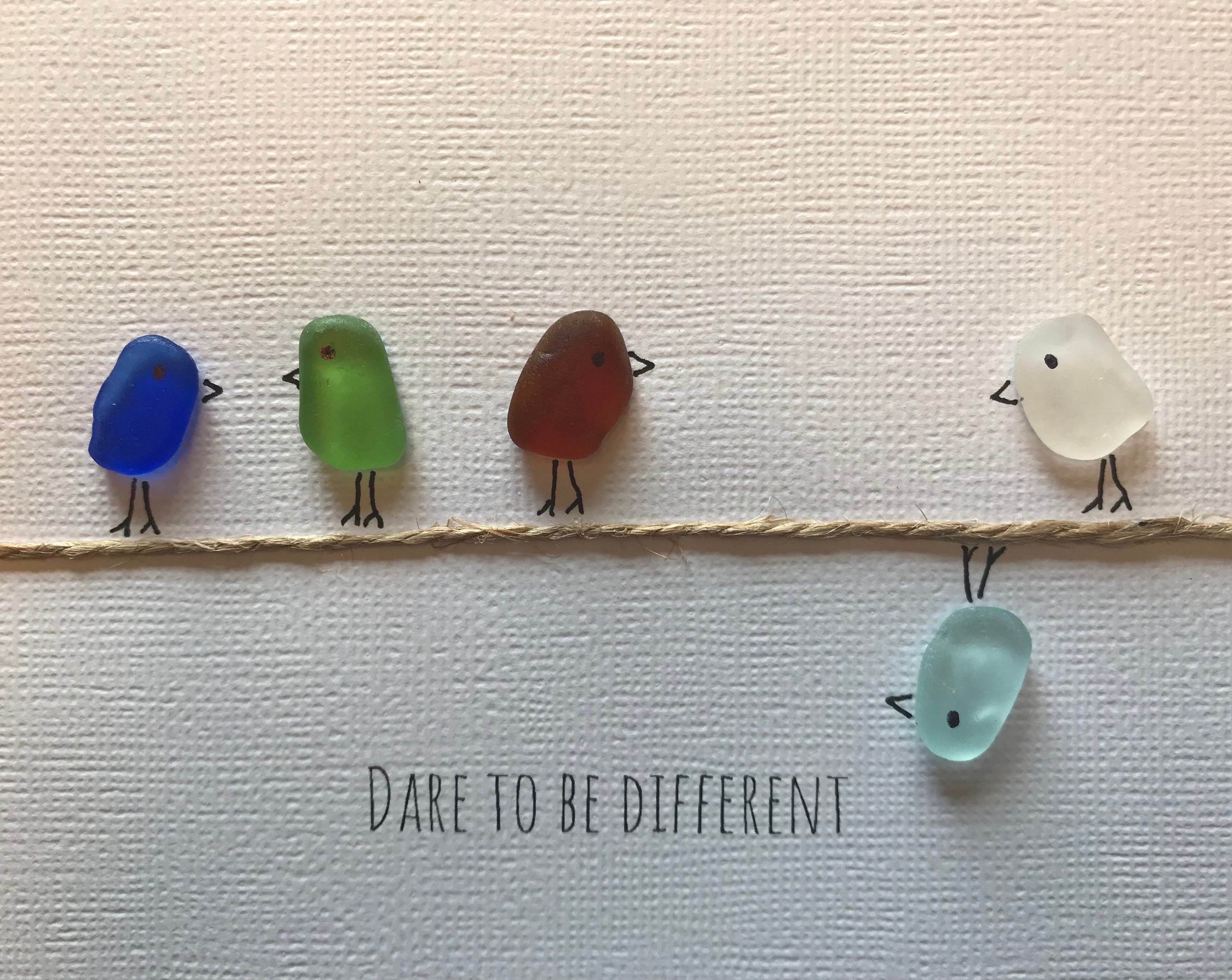 Sea Glass Birds Unframed 5 By 7 Sea Glass Art Picture Etsy