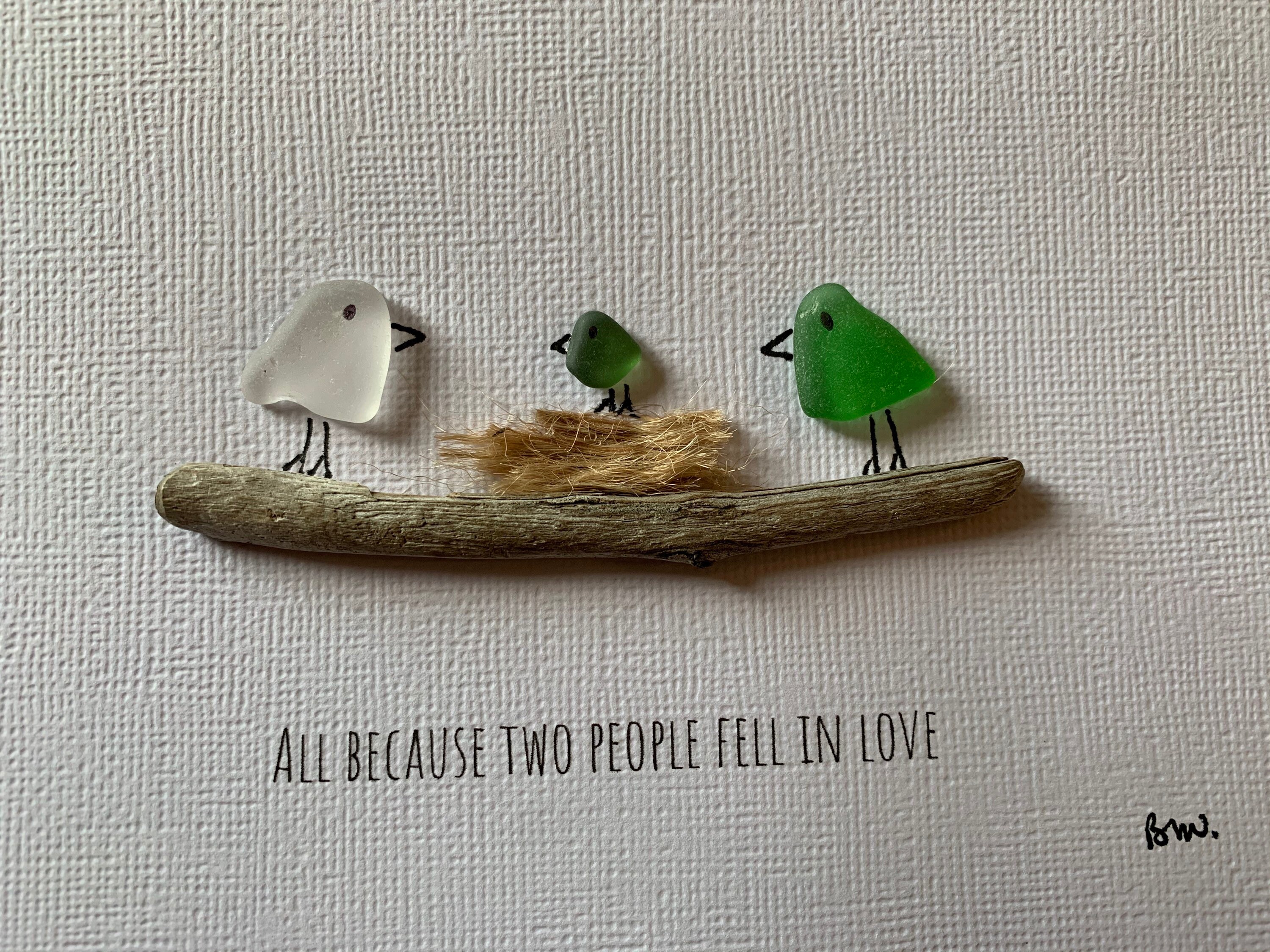 Sea Glass Birds Unframed 5 By 7 Sea Glass Art Picture Wall Etsy