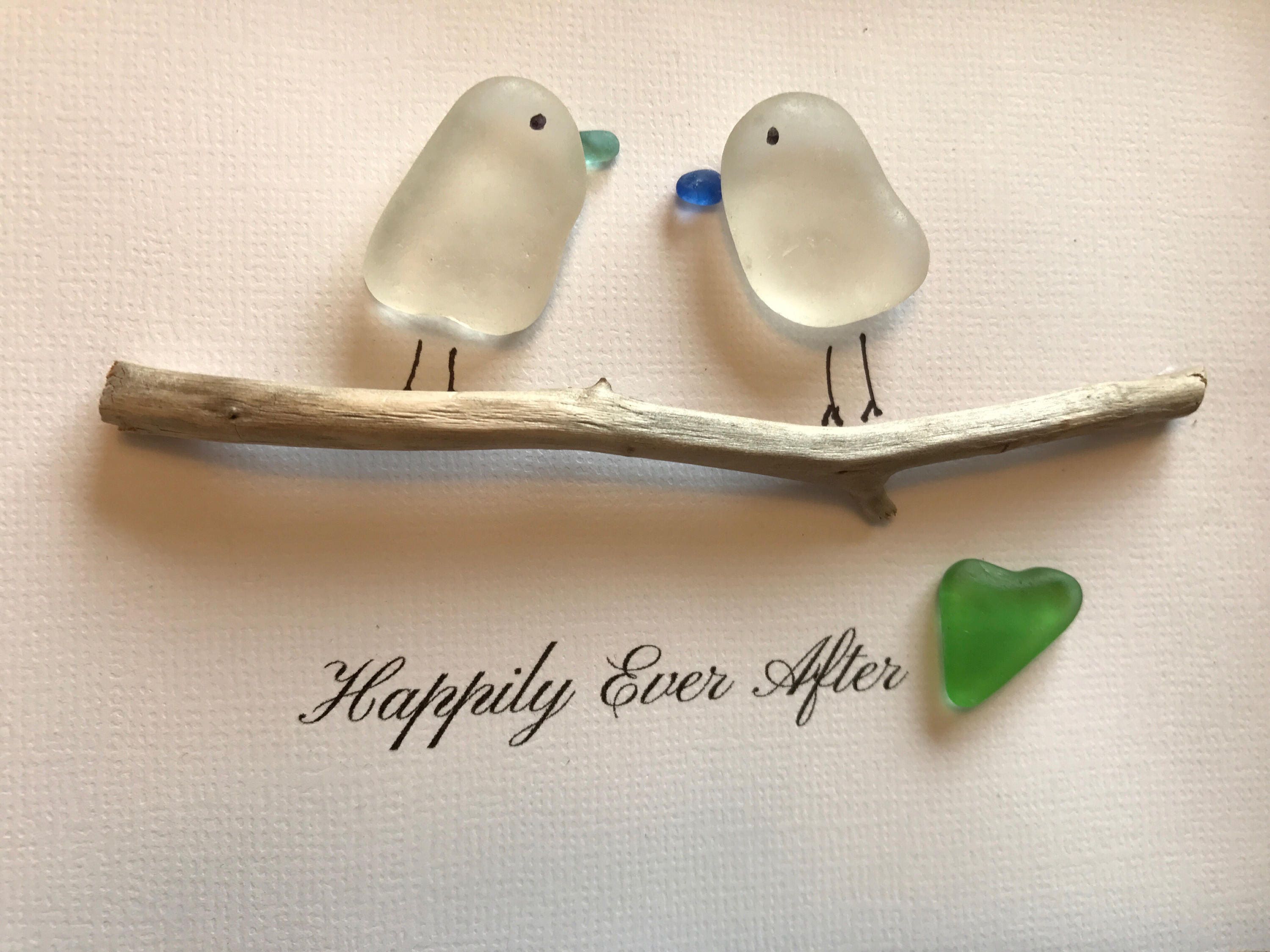 Sea Glass Birds Unframed 5 By 7 Sea Glass Art Picture Wall Etsy