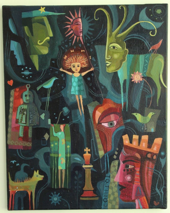 Inner Child Acrylic Painting in Natural Wooden Frame Art and - Etsy