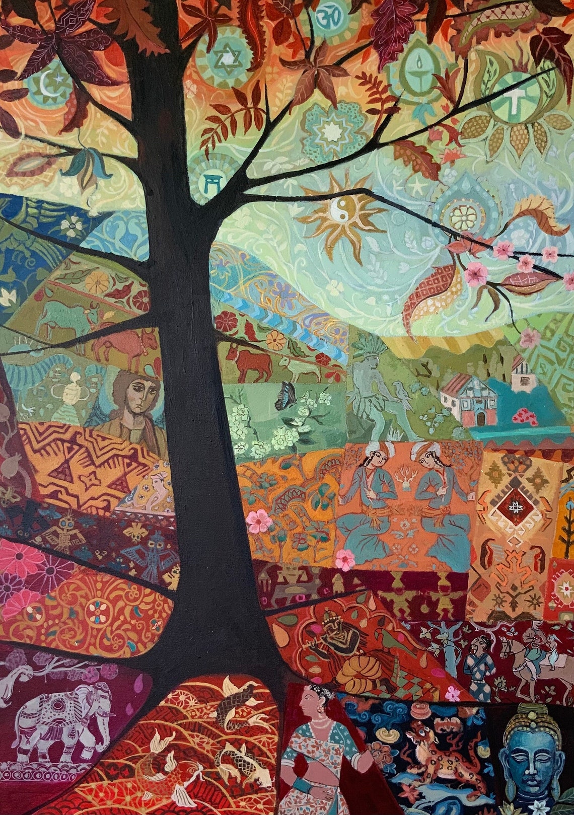 Tree of Life and Oneness on Stretched Canvas 70cm X 100cm Unity Peace ...
