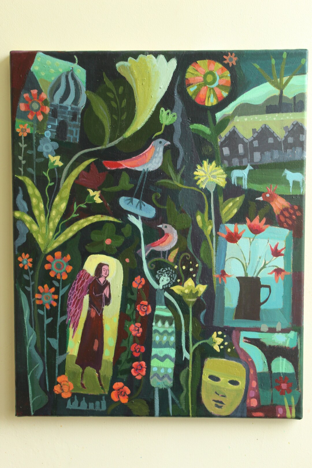 Red Angel Original Acrylic Painting on Stretched Canvas 20 Inch - Etsy