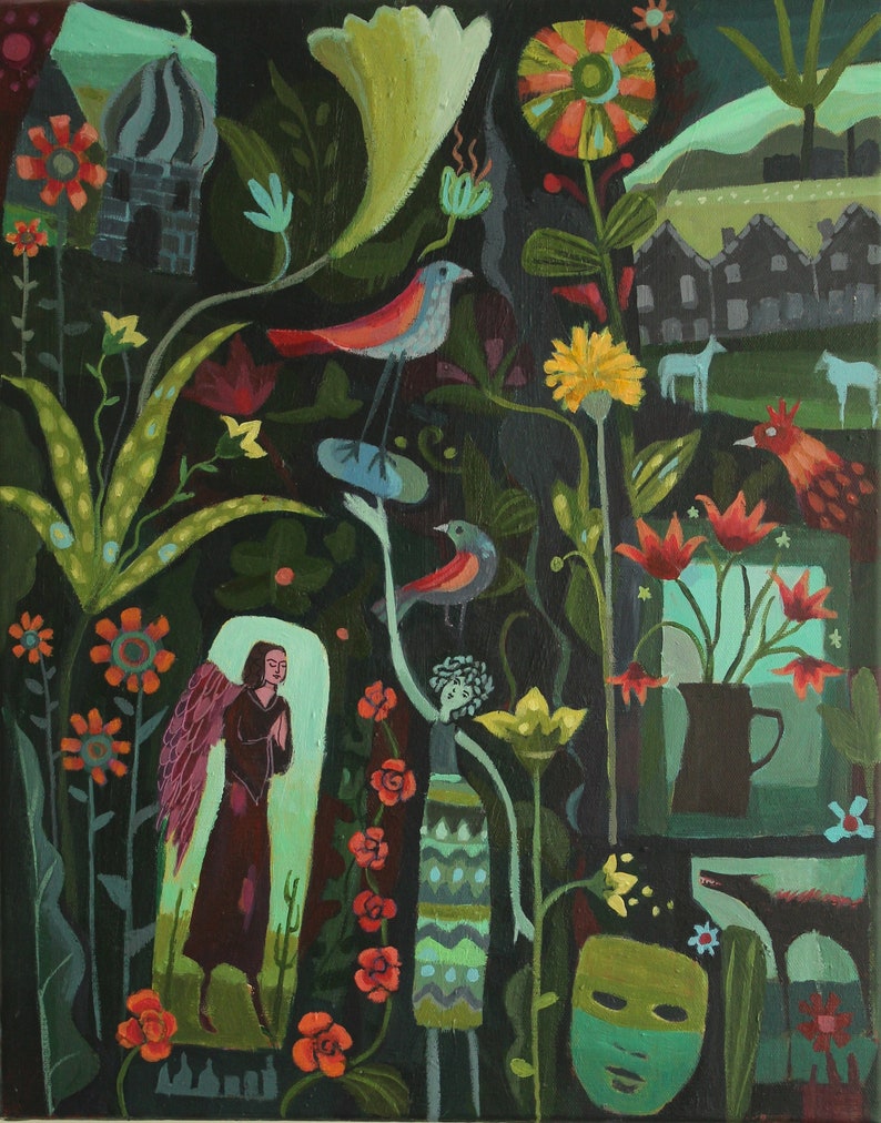 Red Angel Original Acrylic Painting on Stretched Canvas 20 Inch - Etsy