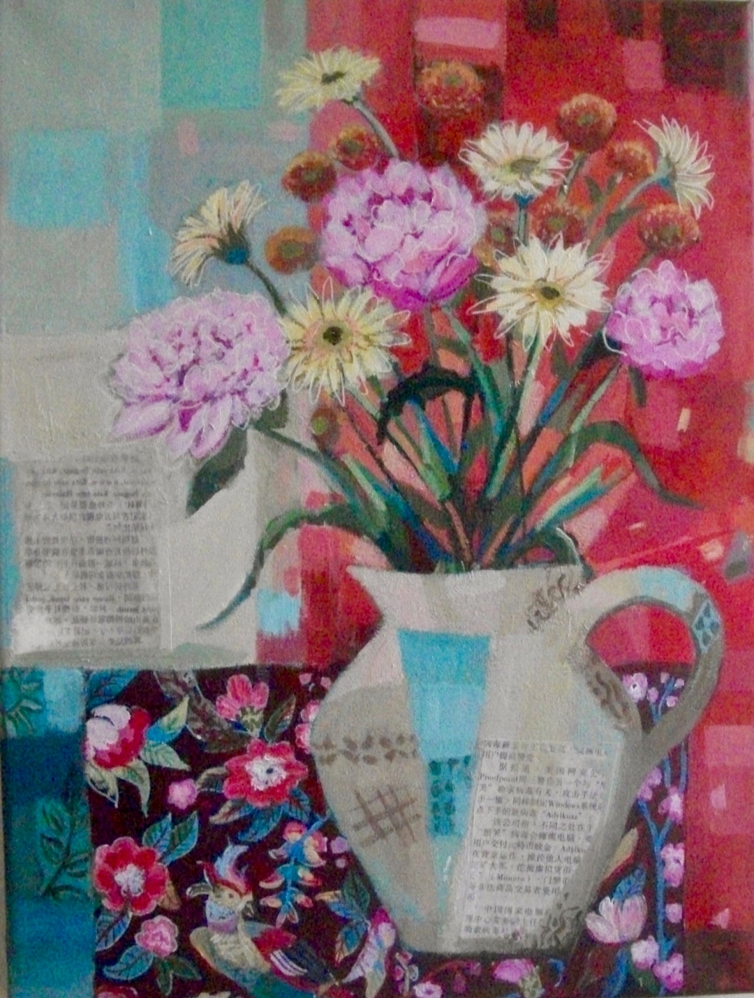 Original Flower Painting Still Life on Canvas Peonies With Yellow ...