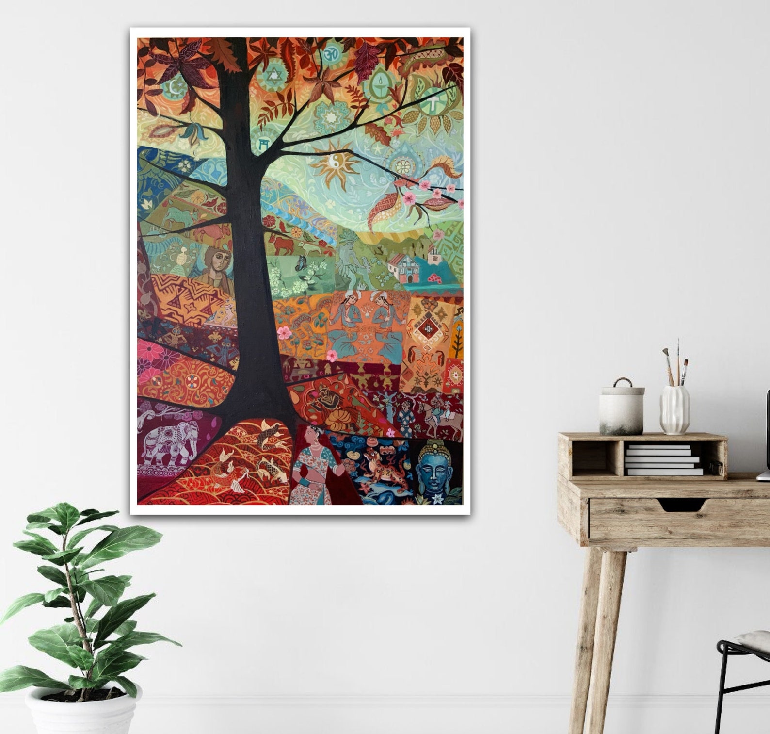 Tree of Life and Oneness on Stretched Canvas 70cm X 100cm Unity Peace ...