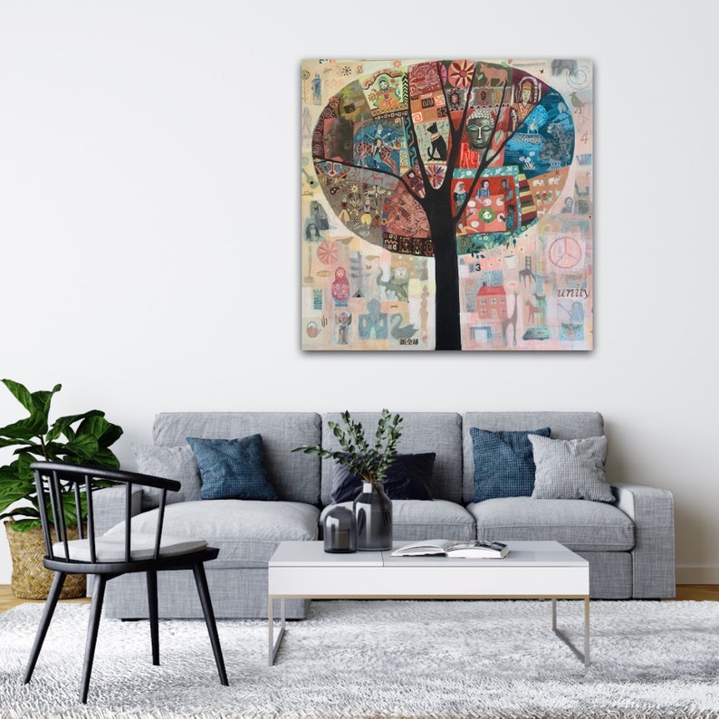 Unity Tree Oneness Acrylics Mixed Media Cradled Wooden Panel - Etsy