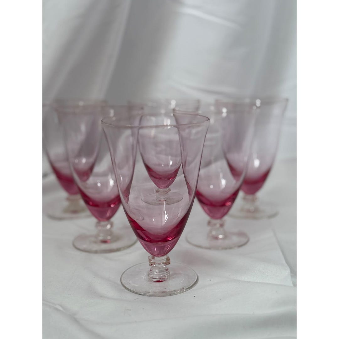 Vintage Tiffin Franciscan Wisteria Pink Glassware Set of 106 Water & 4 ...