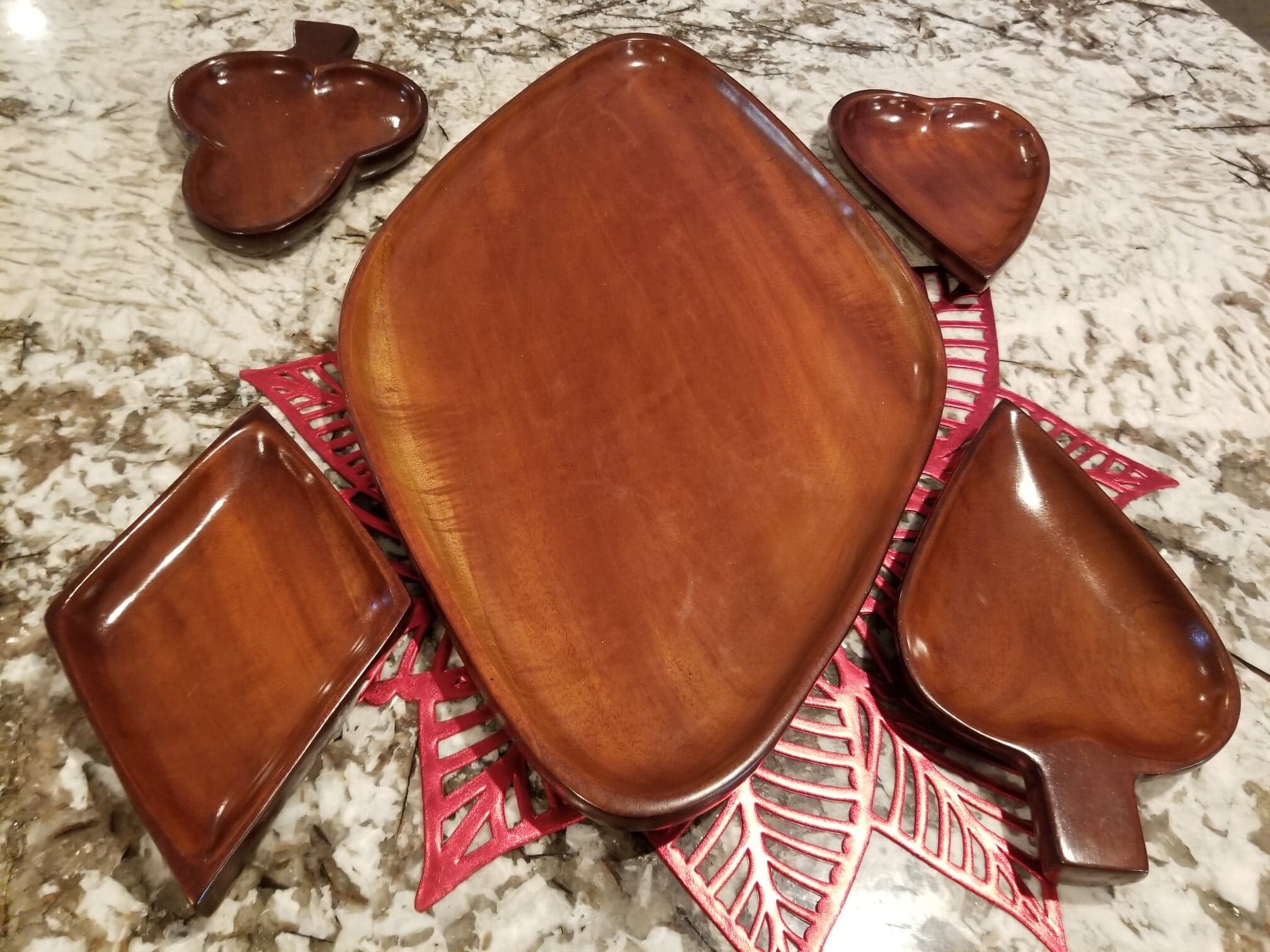 Wood Playing Card Serving Tray With Matching Dishes | Etsy