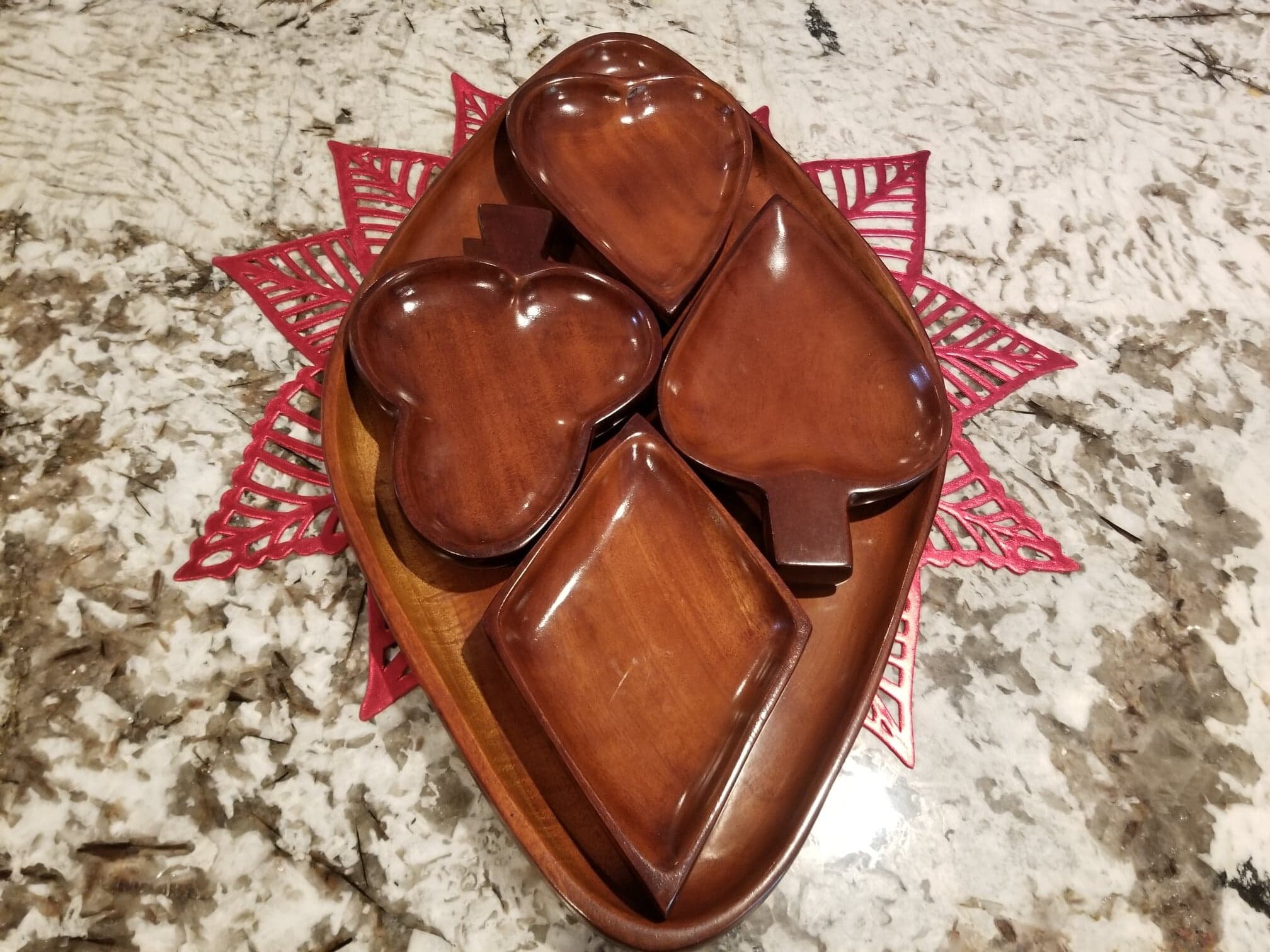 Wood Playing Card Serving Tray With Matching Dishes - Etsy