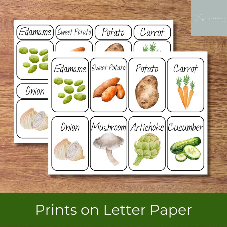 Vegetable Flashcards, Montessori 3 Part Cards, PDF Printable - Etsy
