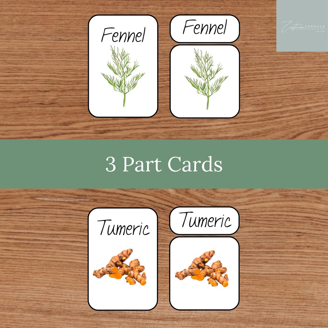 Herbs and Spices Flashcards, Montessori 3 Part Cards - Etsy