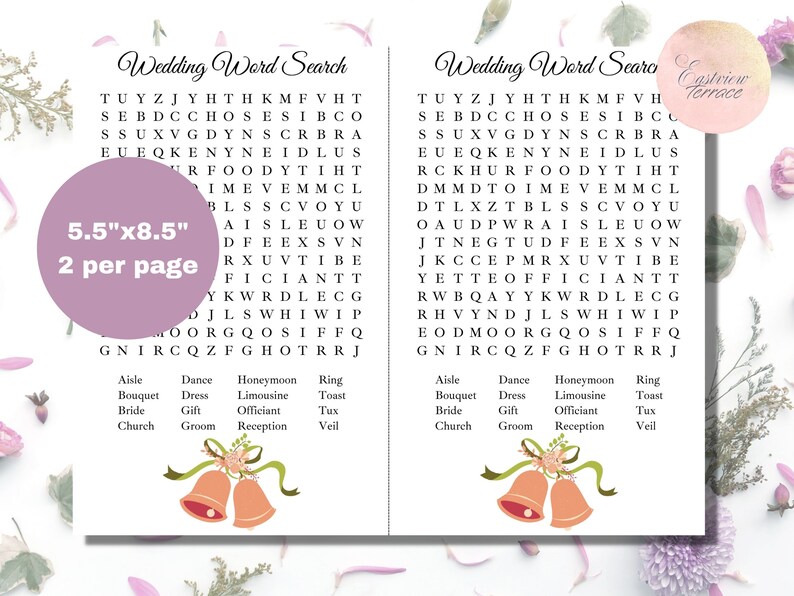 Wedding Word Search Printable, Kids Activity Page, Party Favor, Party ...
