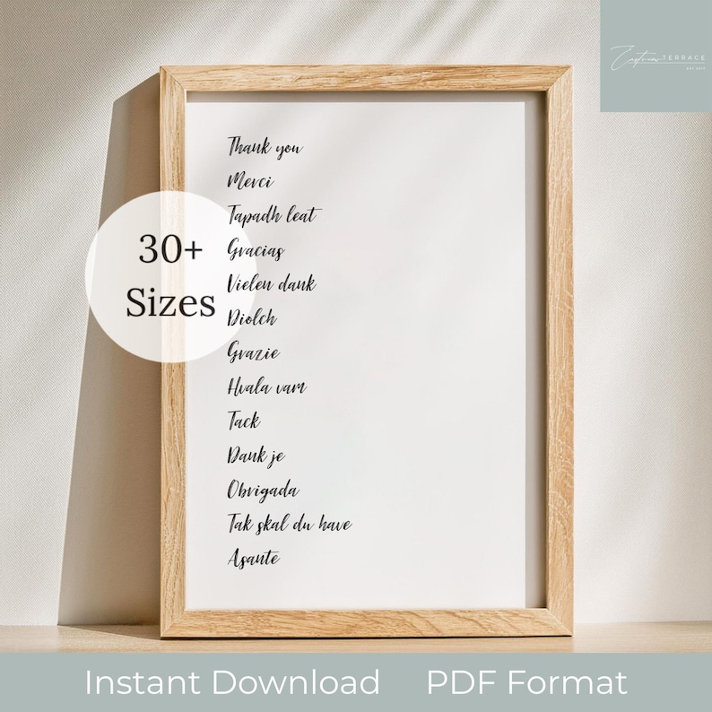 Thank You Different Languages, Translation Wall Art - Etsy