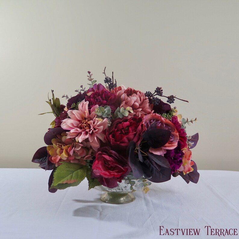 Burgundy Flower Arrangement, Autumn Flowers, Elegant Floral Arrangement ...