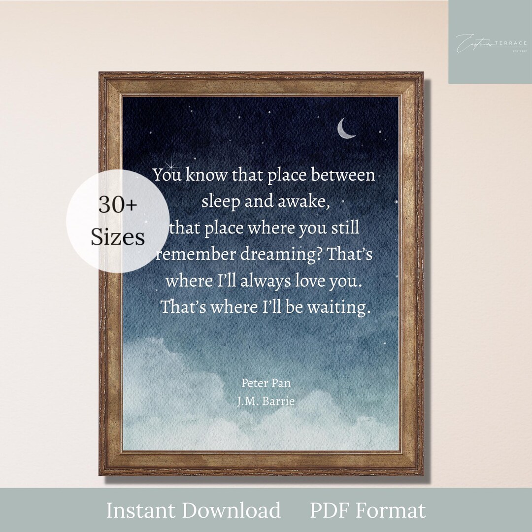 Peter Pan Digital Print, Place Between Sleep and Awake Wall Art, JM ...