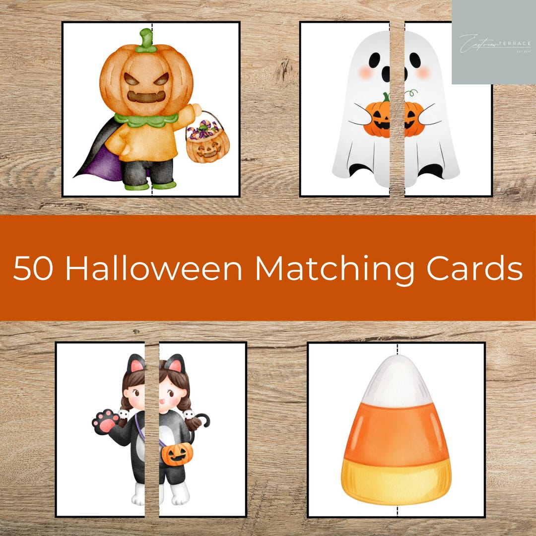 Halloween Matching Cards, Montessori Preschool Autumn Activity, Toddler ...