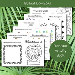 Dinosaur Themed Activity Book, Fun and Educational, Party Favor - Etsy