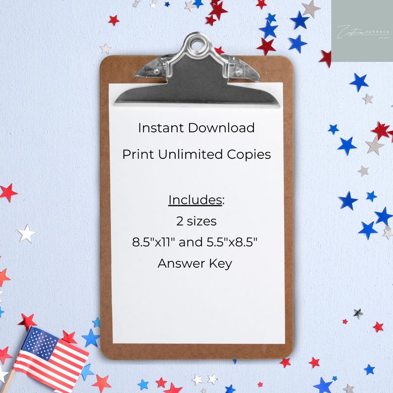 Independence Day Word Search Printable, Kids Activity Page, Party Favor ...