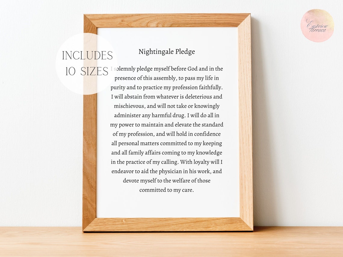 Nightingale Pledge Digital Print Nursing School Graduation - Etsy