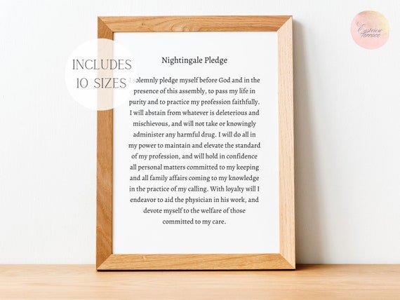 Nightingale Pledge Digital Print Nursing School Graduation - Etsy