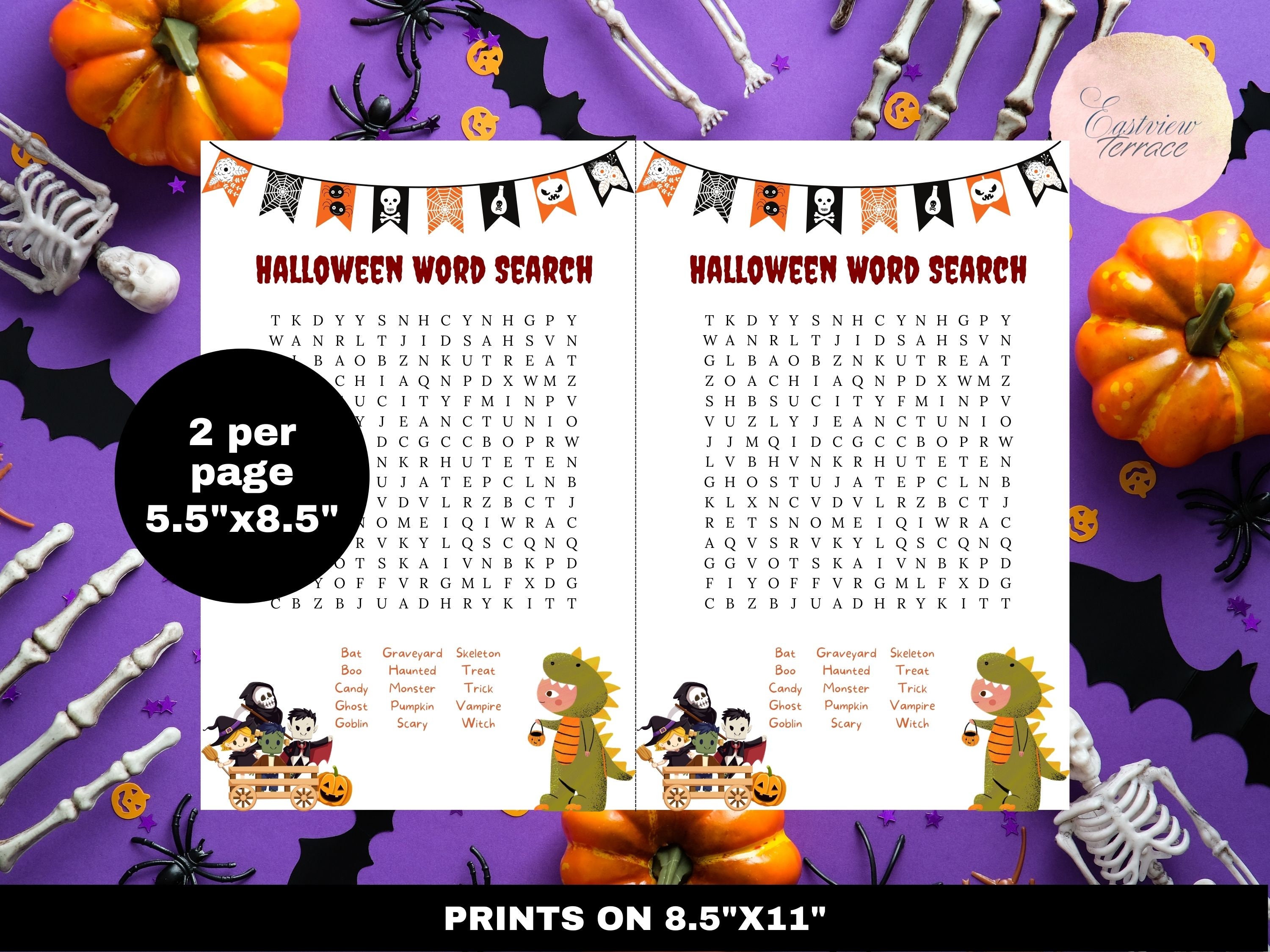 Halloween Word Search Printable, Kids Activity Page, Party Favor Game ...