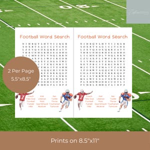 Football Word Search Activity Page, Printable PDF, Kids Birthday Party ...