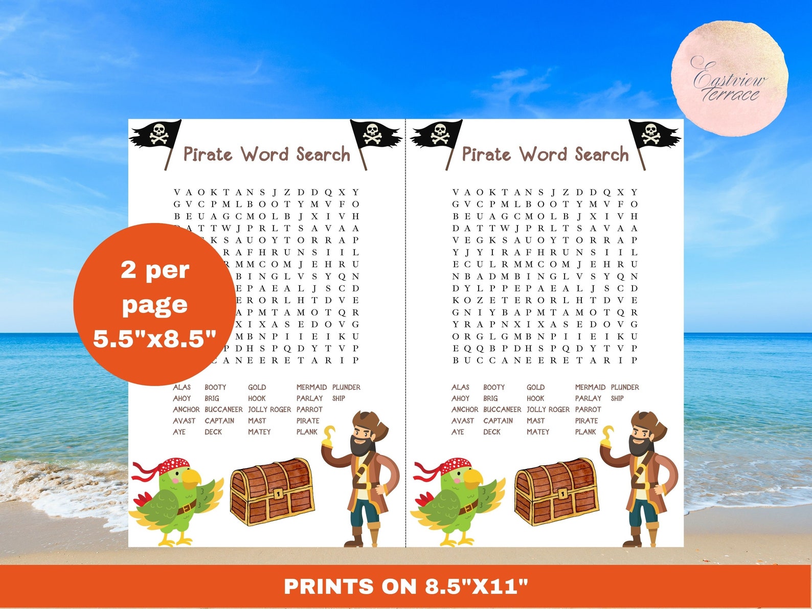 Pirate Word Search Printable, Kids Activity Page, Party Favor, Party ...