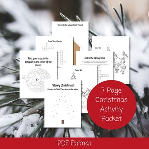 Christmas Activity Book, Christmas Activity Pages for Kids, Christmas ...