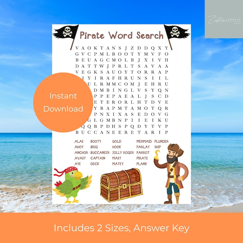 Pirate Word Search Printable, Kids Party Game, PDF Download - Etsy Canada