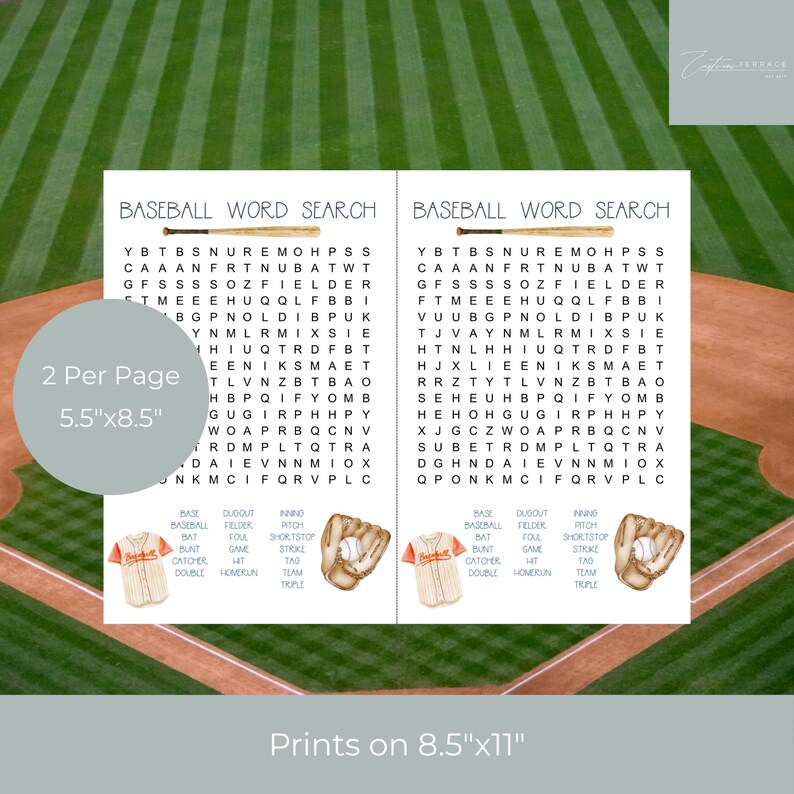 Baseball Word Search Printable, PDF Kids Birthday Party Game, Sports ...