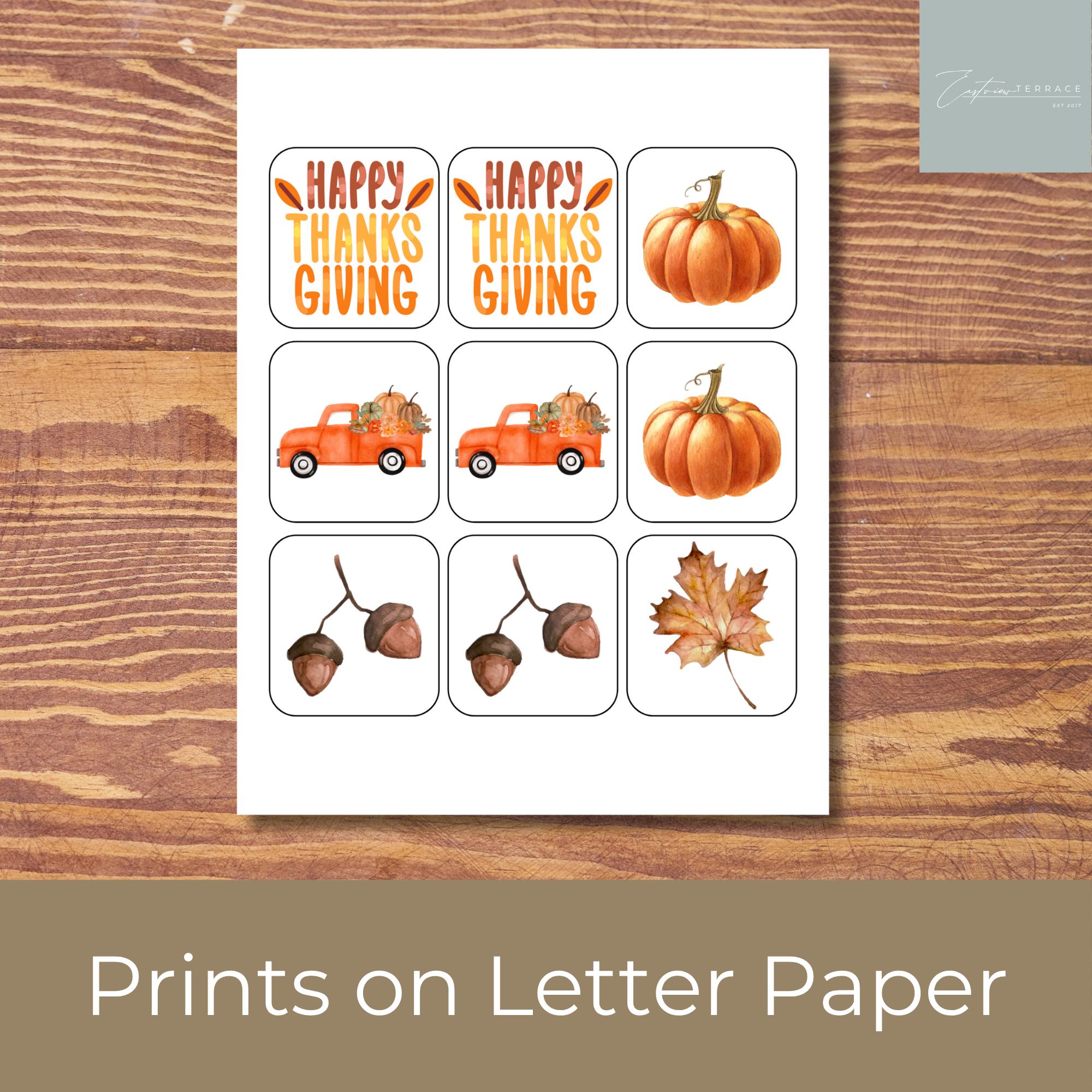 Thanksgiving Matching Activity, Preschool Memory Game Printable - Etsy